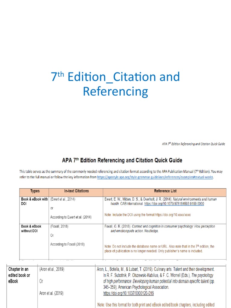 7th Edition Citation and Referencing | PDF