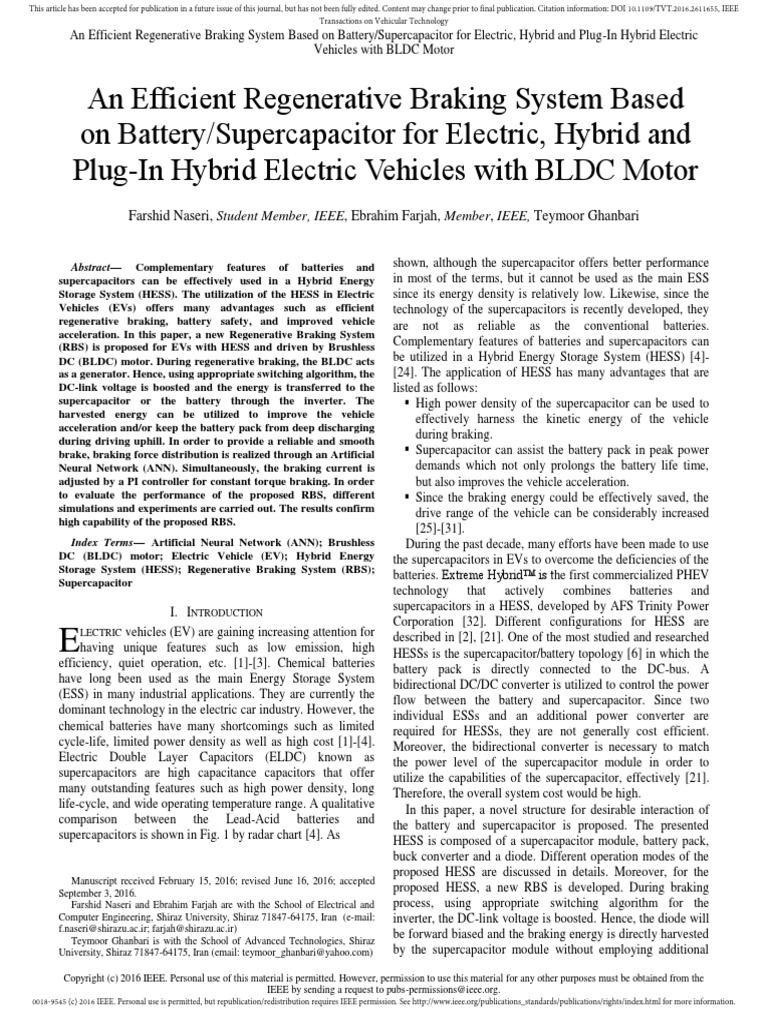 An Efficient Regenerative Braking System Based | PDF | Power Inverter | Electric Vehicle