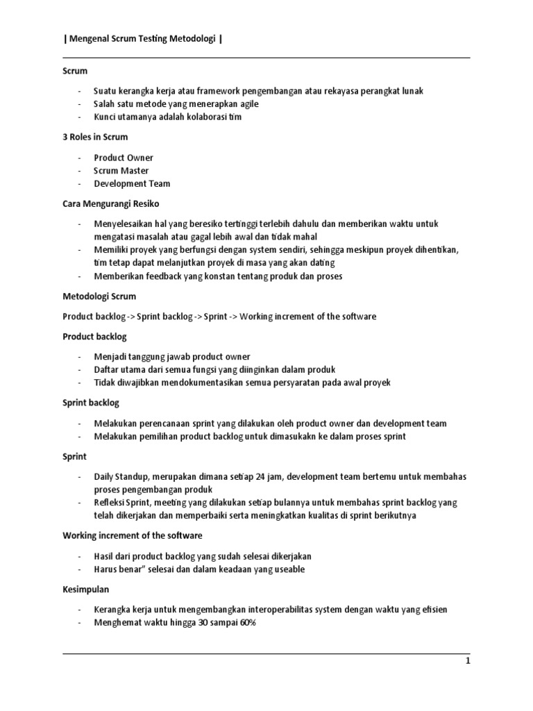 Mengenal Scrum Testing Metodologi | PDF Mengenal Scrum Testing Metodologi | PDF