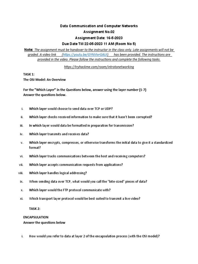 Assignment No 2 | PDF | Osi Model | Transmission Control Protocol