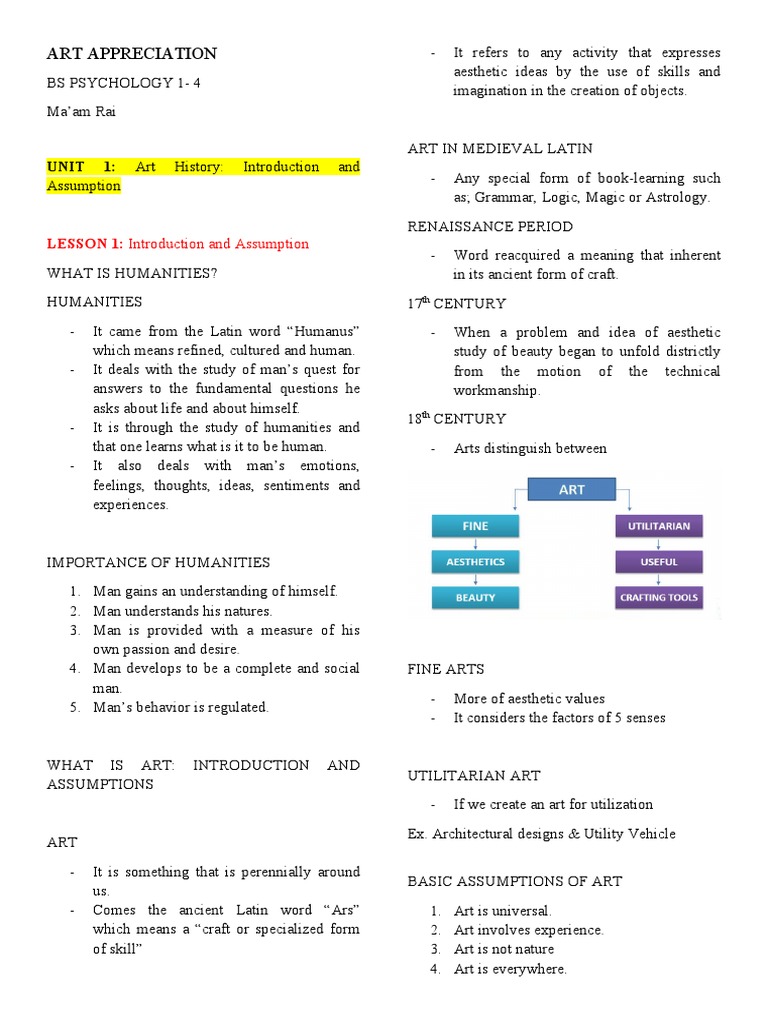 Complete Notes Art Appreciation | PDF | The Arts | Paintings