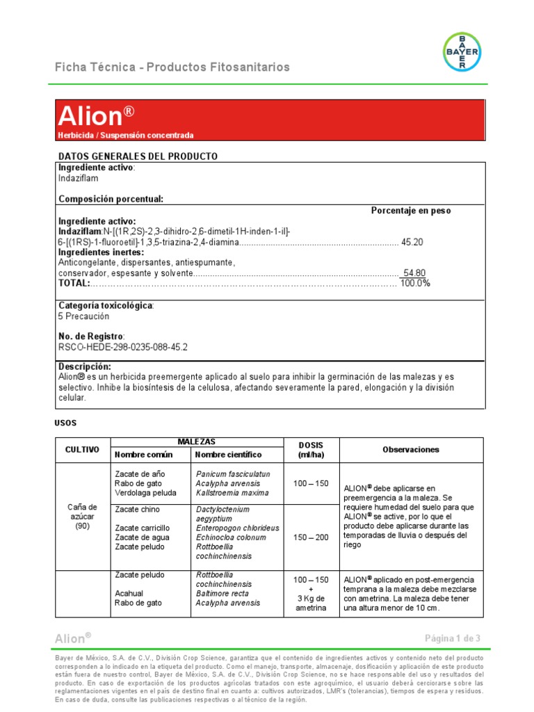 ALION Ficha Tecnica 2022 | PDF | Botánica | Agricultura