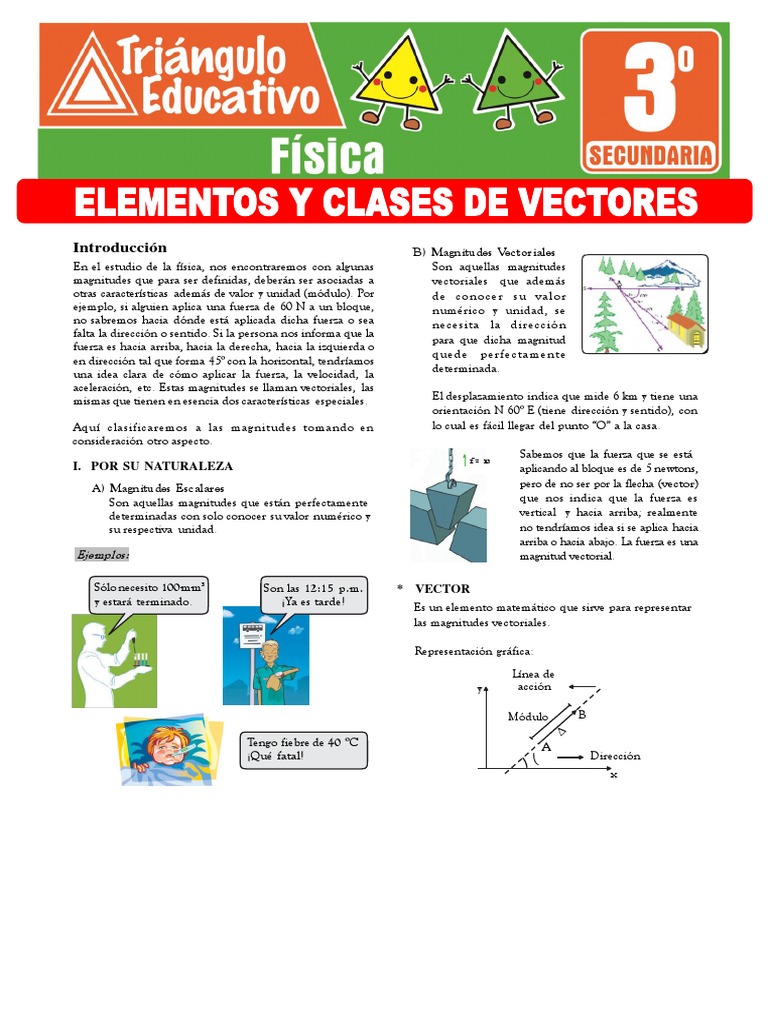 Elementos y Clases de Vectores para Tercer Grado de Secundaria | PDF ...