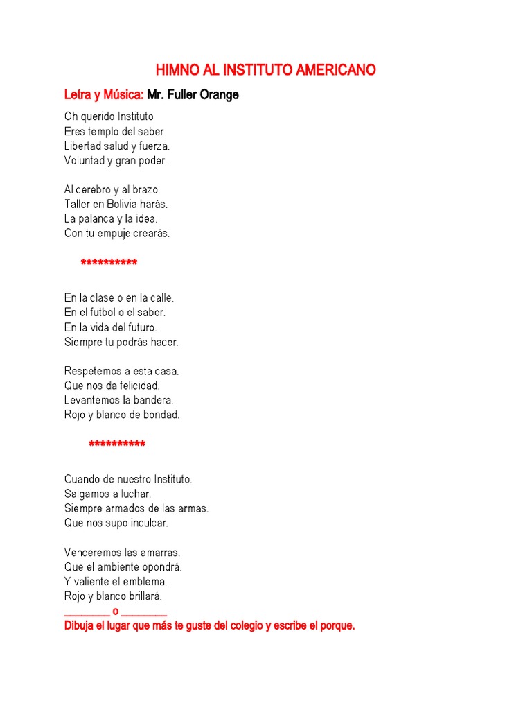 Himno Al Instituto Americano | PDF