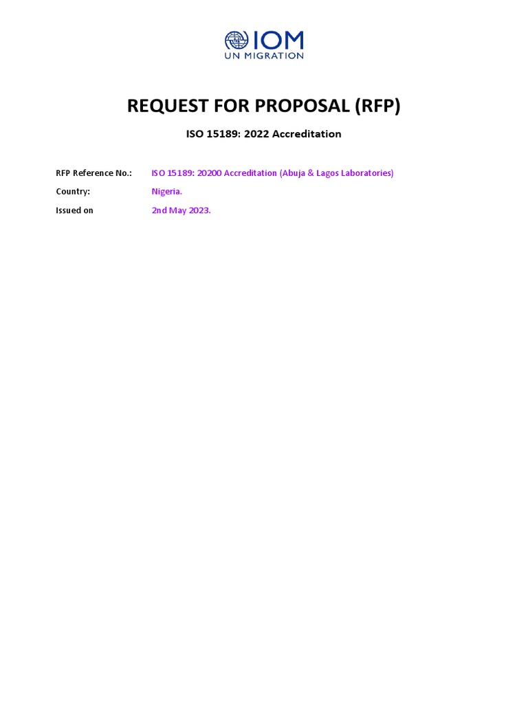 Request For Proposal For Iso 15189 2022 Accreditation For Iom MHD ...