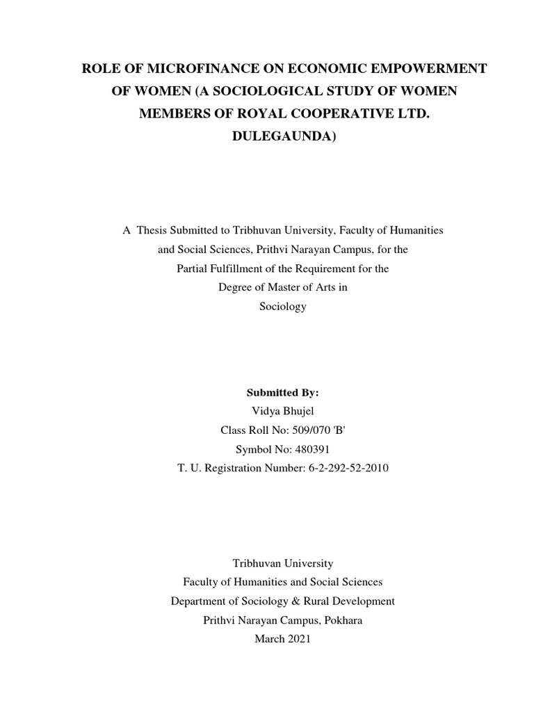 Full Thesis | PDF | Microfinance | Poverty