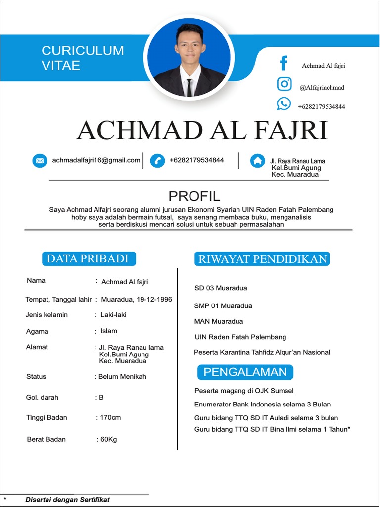 Achmad Al Fajri: Curiculum Vitae | PDF
