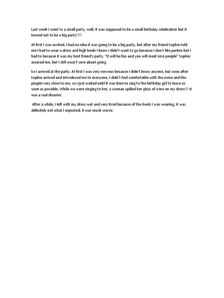 Birthday Party Disaster Story | PDF