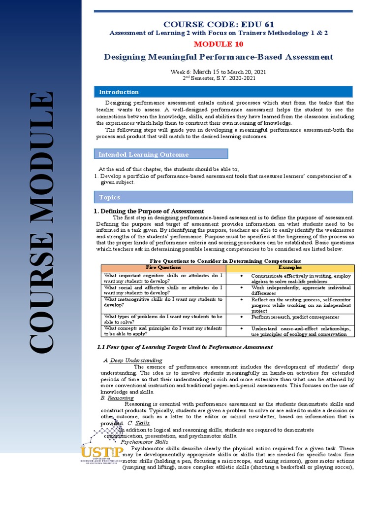 Performance-Based Assessment Design Guide | PDF | Educational Assessment | Rubric (Academic)