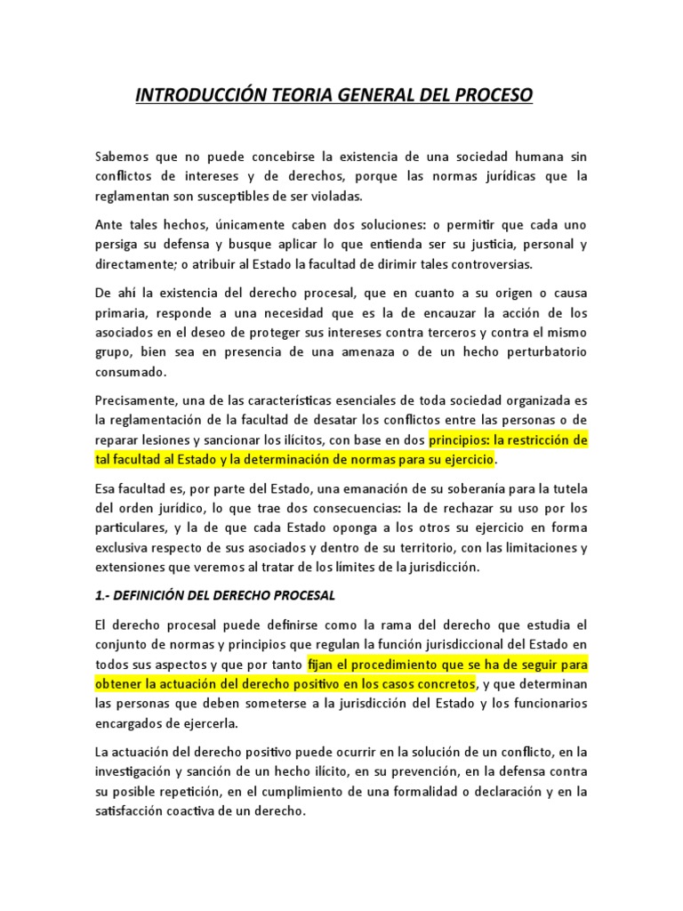 Introducción Teoria General Del Proceso | PDF | Ley procesal | Evidencia (ley)