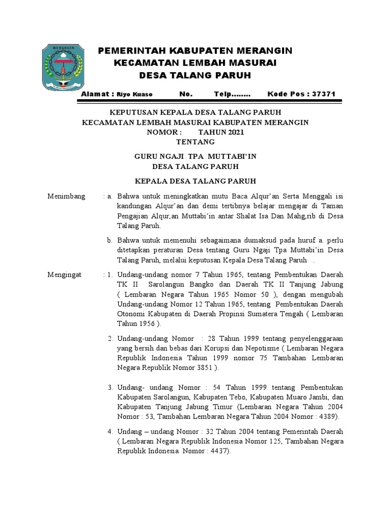 SK Guru Ngaji Tpa | PDF