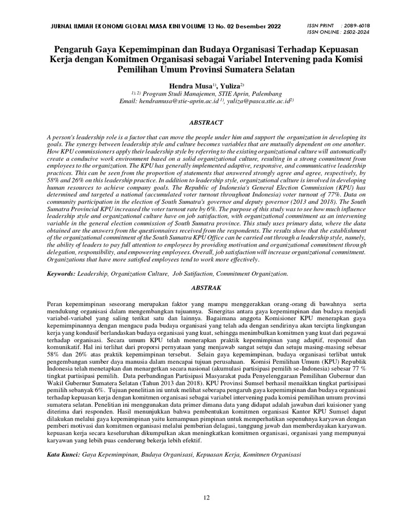 Jurnal Pengaruh Gaya Kepemimpinan | PDF | Organizational Culture | Leadership