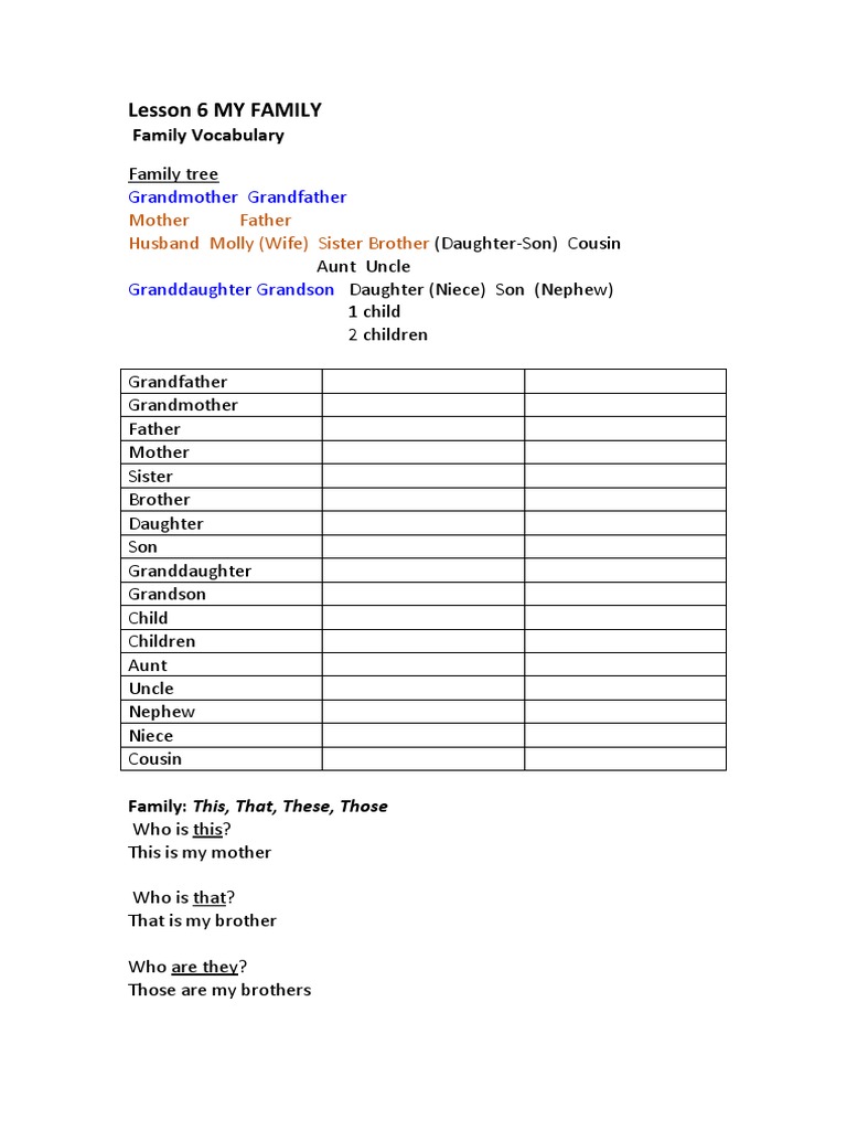 Lesson 6 My Family | PDF