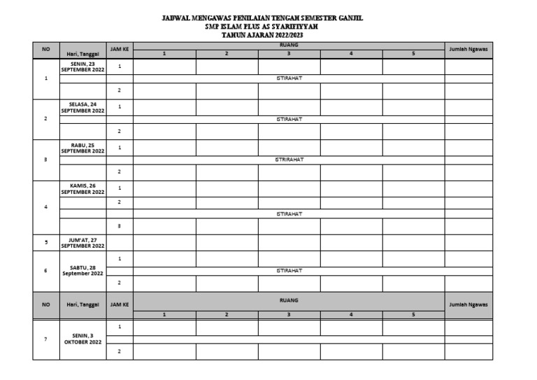 Absensi Pengawas PTS Ganjil 2022-2023 | PDF