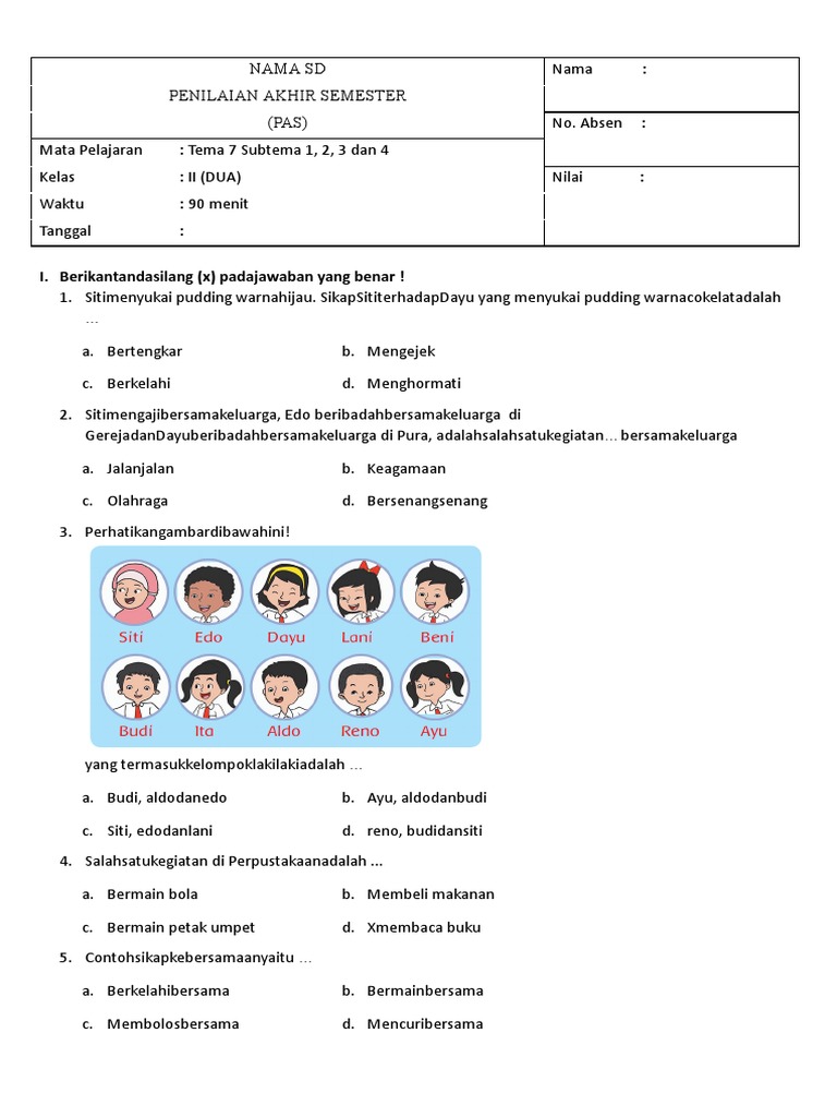 Soal PAS TEMA 7 KELAS 2 | PDF