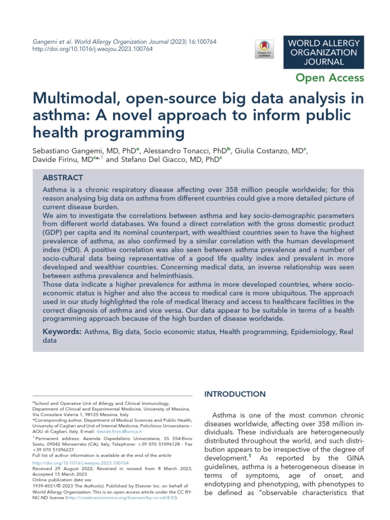 Multimodal, Open Source Big Data Analysis in Asthm | PDF | Developing Country | Total Fertility Rate