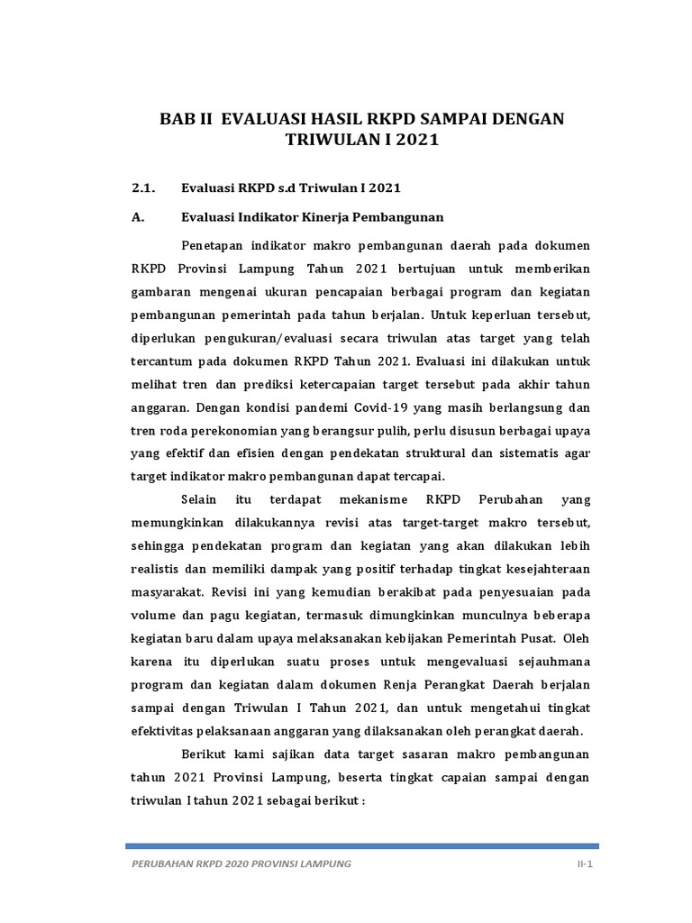 BAB II Perubahan RKPD 2021 | PDF | Ilmu Sosial