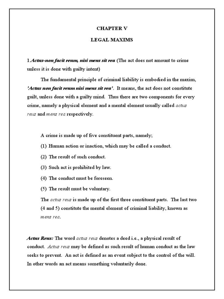 Legal Maxims | PDF | Mens Rea | Applied Ethics