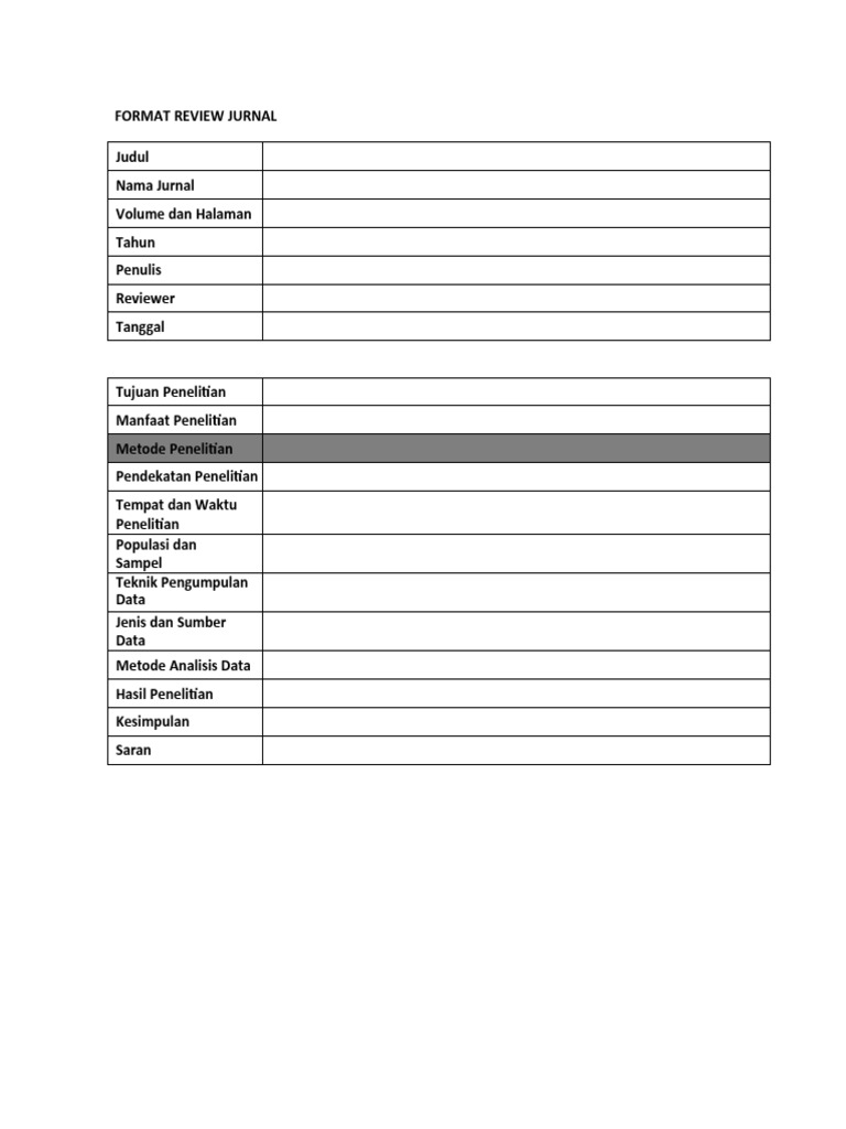 Contoh Format Review Jurnal | PDF
