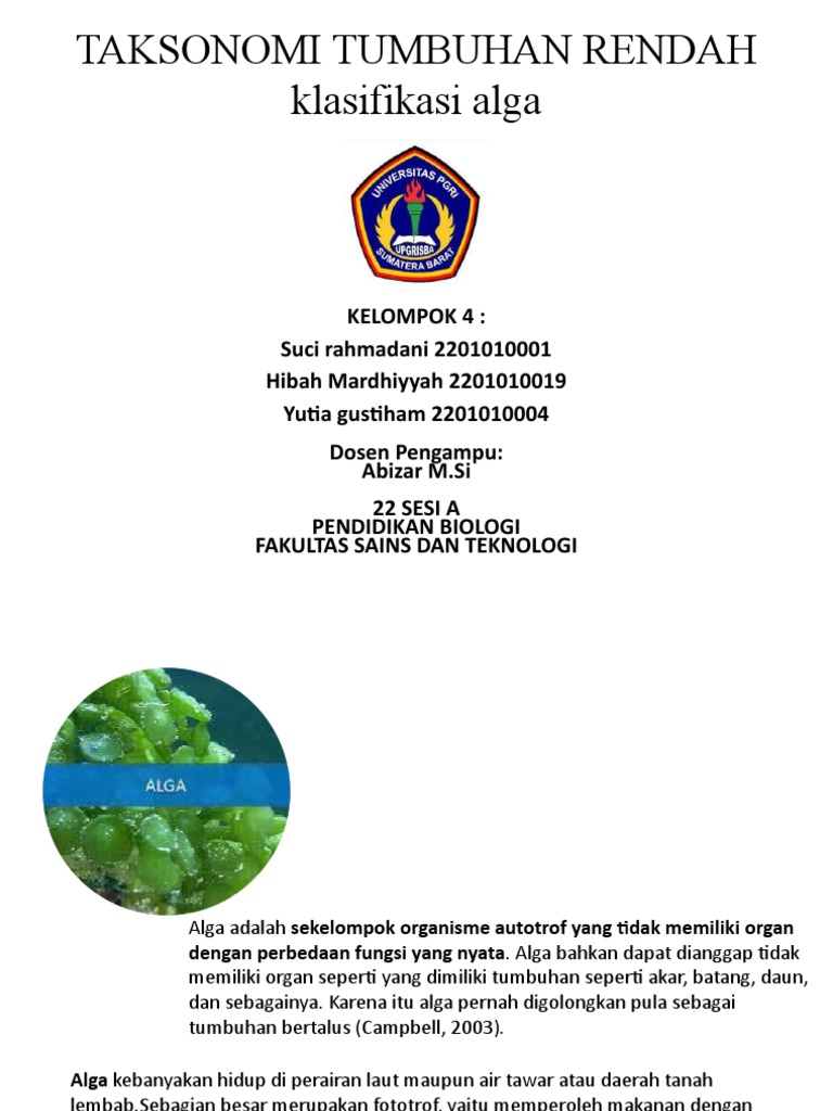 TAKSONOMI TUMBUHAN RENDAH | PDF