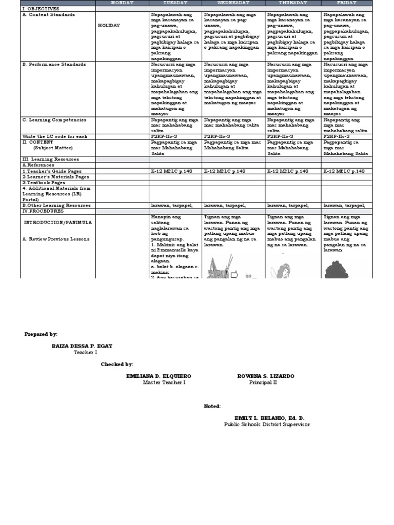 DLL Filipino Q4 W1 | PDF