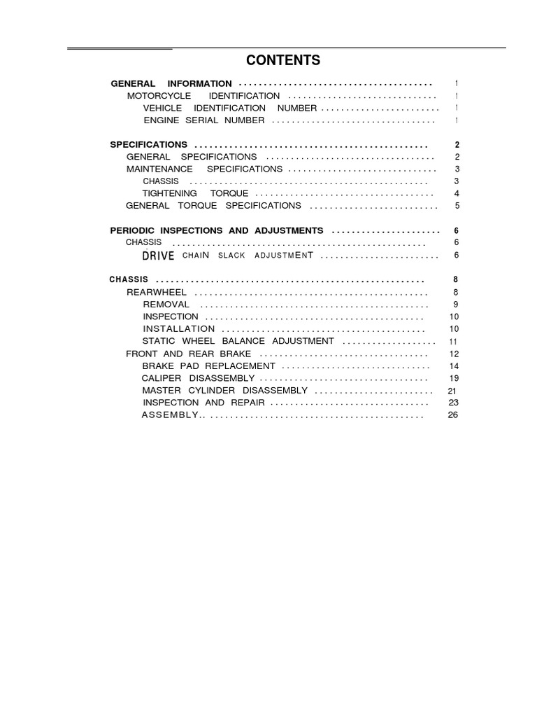 FZR400 Service Manual Ch1 | PDF | Axle | Manufactured Goods