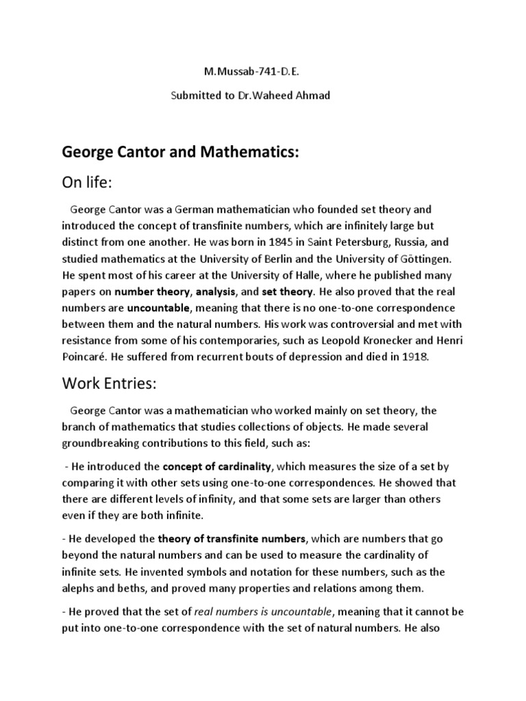 Cantor and Different Infinities | PDF | Social Science | Philosophy