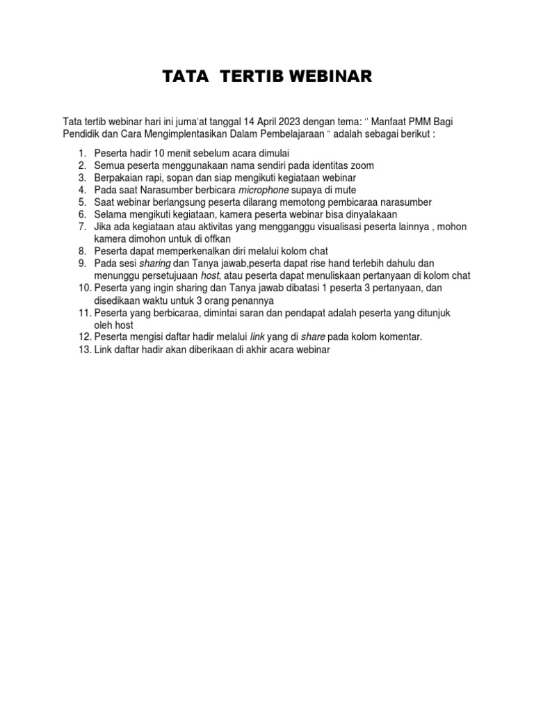 Tata Tertib Webinar | PDF