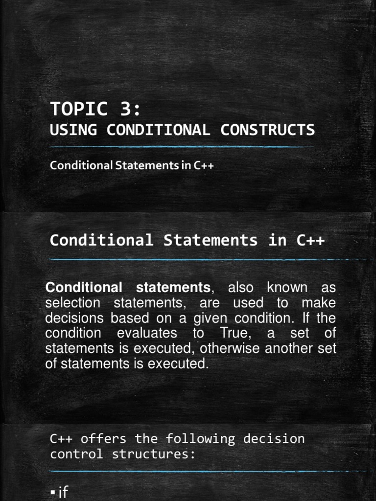 TOPIC 3 - Conditional Statements - PART 1 | Download Free PDF ...