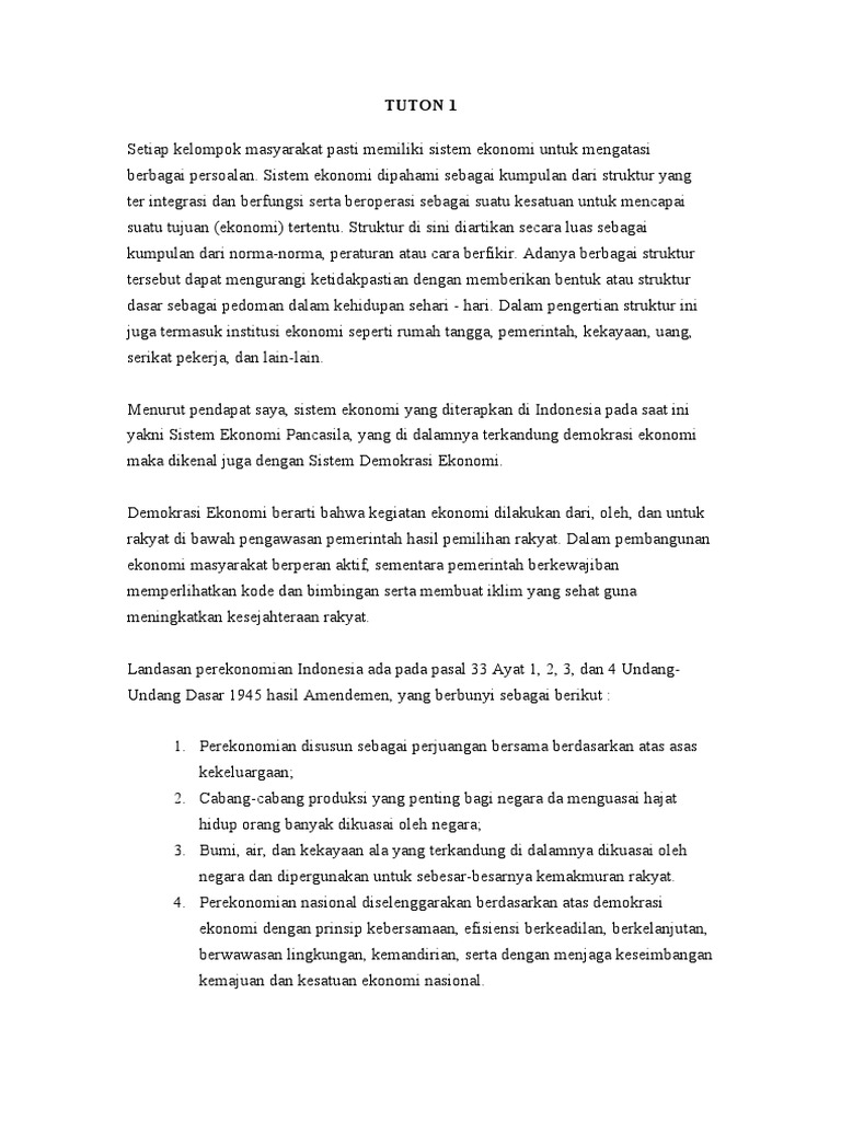 Tuton Perekonomian Indonesia | PDF