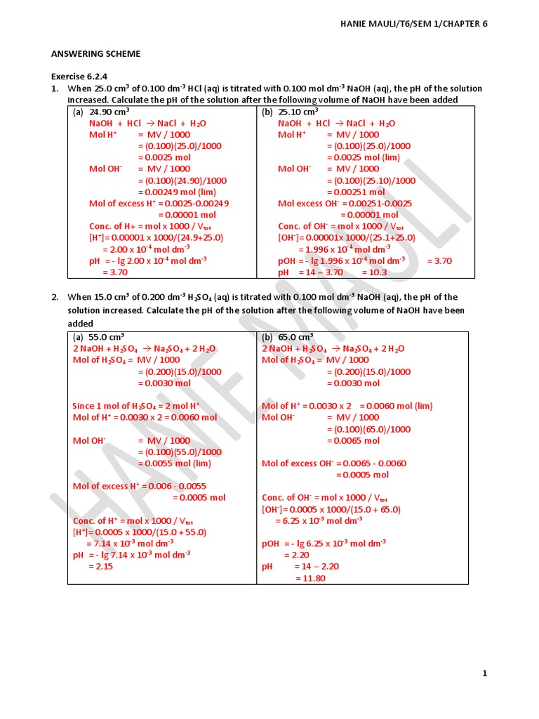 pH Calculations for Acid-Base Titrations | PDF | Ph | Sodium Bicarbonate