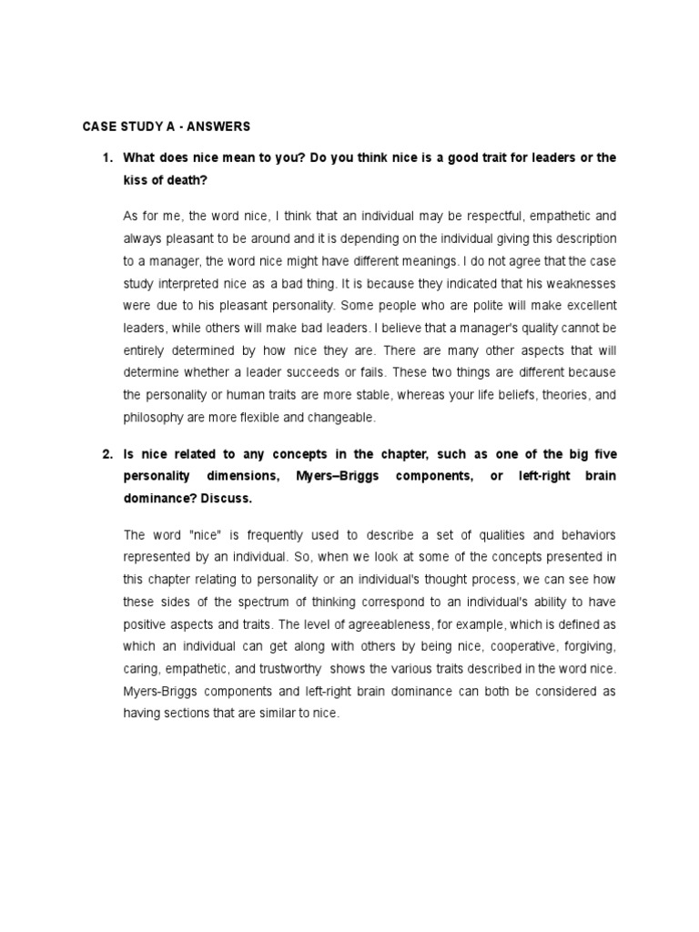 Case Study Paper Answer | PDF | Leadership | Incentive