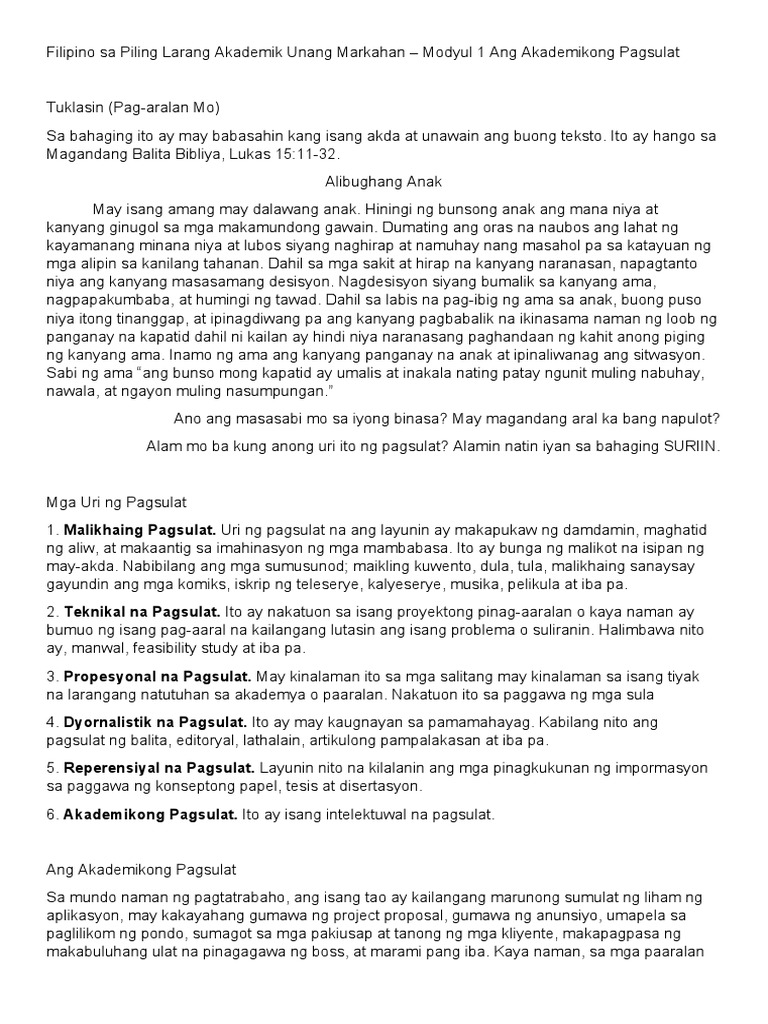 Filipino Sa Piling Larang Study Notes | PDF
