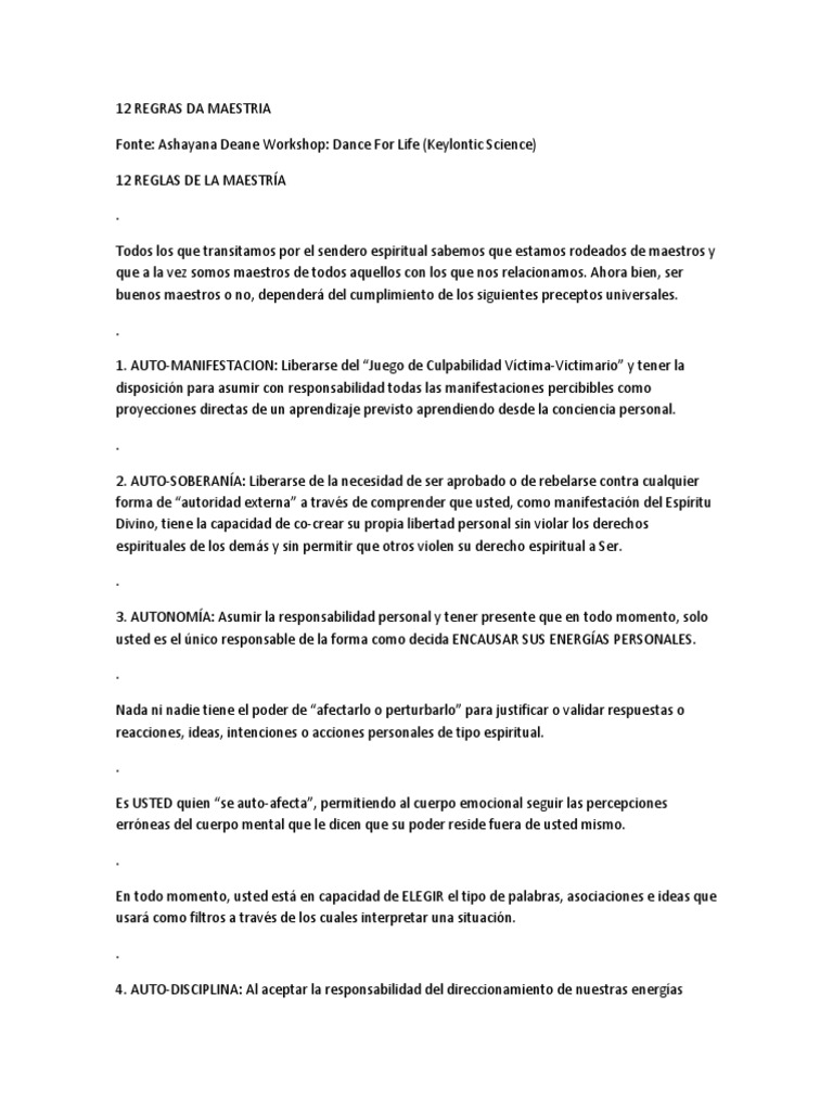 12 Regras Da Maestria - Keylontic Science | PDF | Amor | Mente