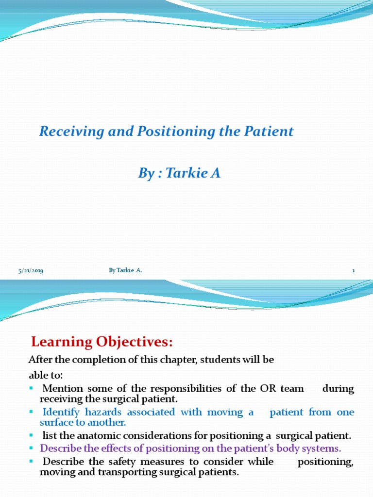 Receiving and Positioning | PDF | Anesthesia | Hazards