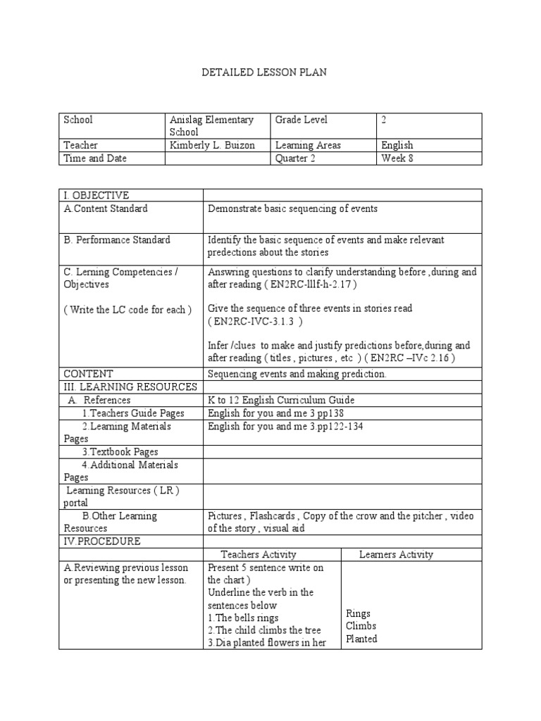 Detailed Lesson Plan | PDF | Learning | Lesson Plan