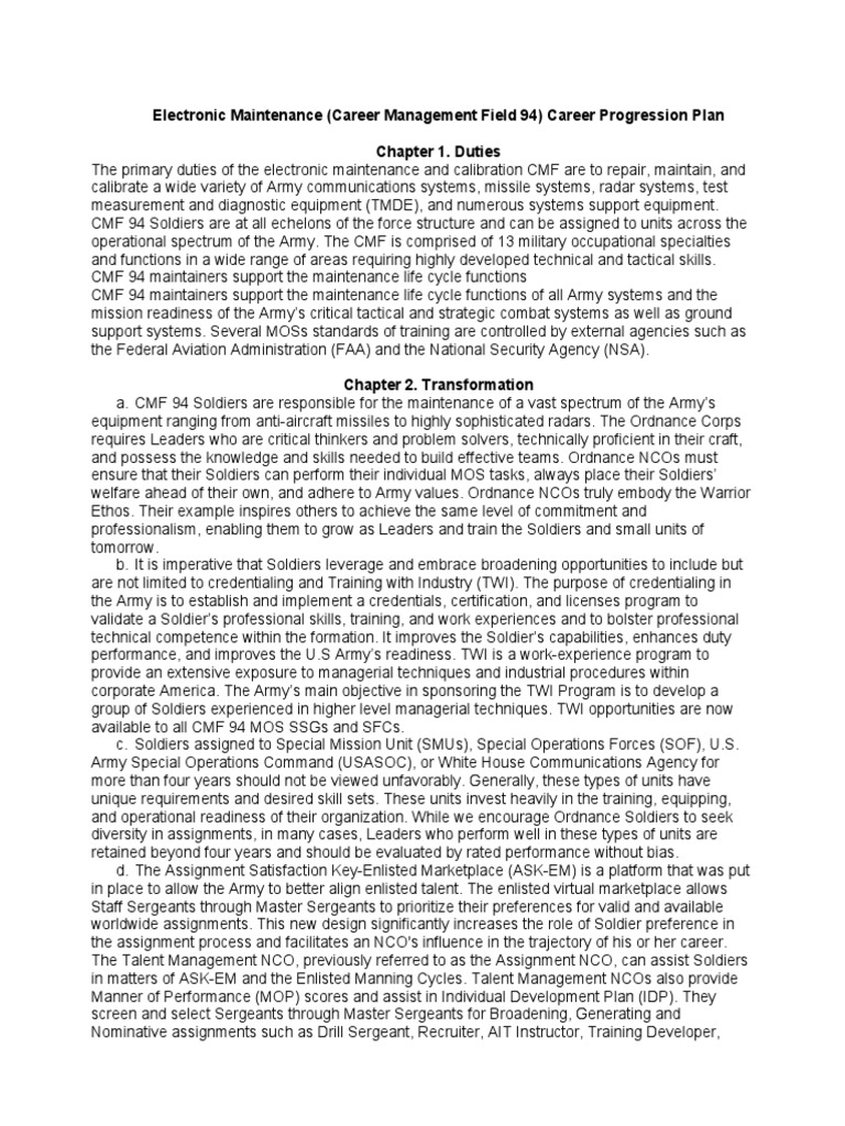 US ARMY CMF 94 29 Aug 22 | PDF | Non Commissioned Officer | Sergeant