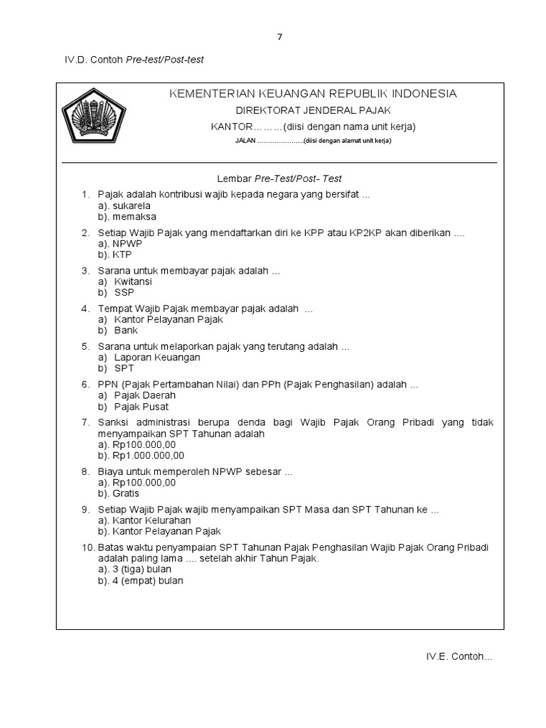 Lampiran D Pretest Dan Posttest Pdf