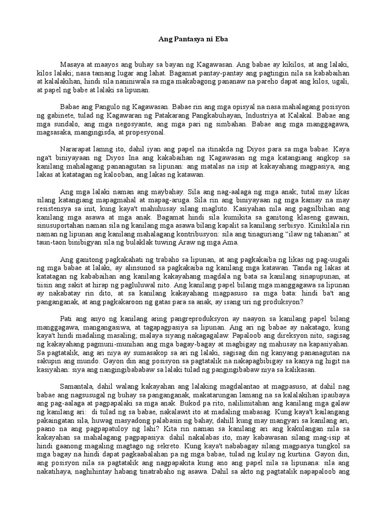Ang Pantasya Ni Eba | PDF