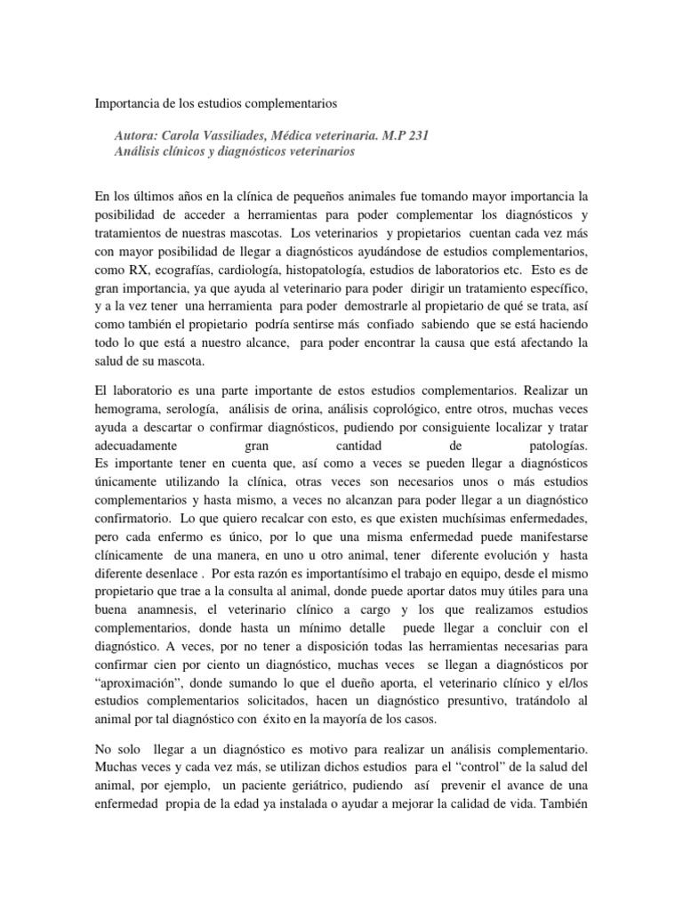 Estudios Complementarios | PDF | Diagnostico medico | Clínica