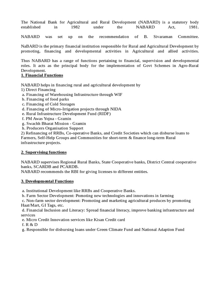 NABARD and Its Function | PDF