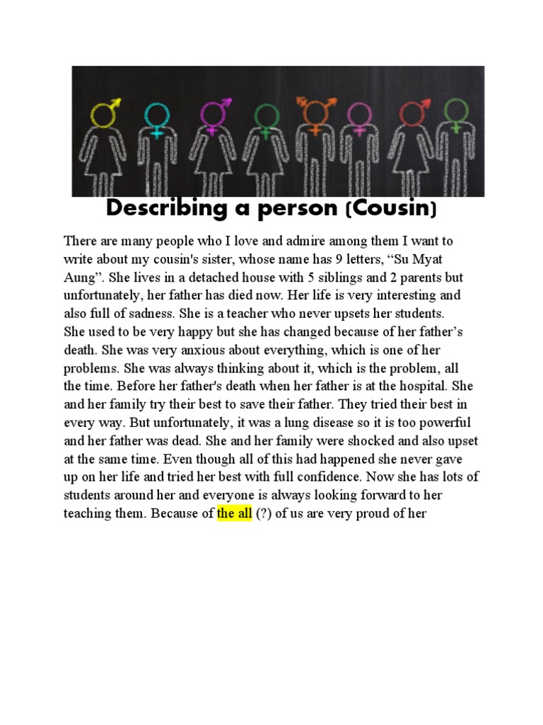 Describing A Person (Cousin) | PDF