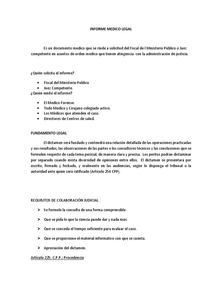 Informe Médico Legal | PDF | Testigo experto | Experto