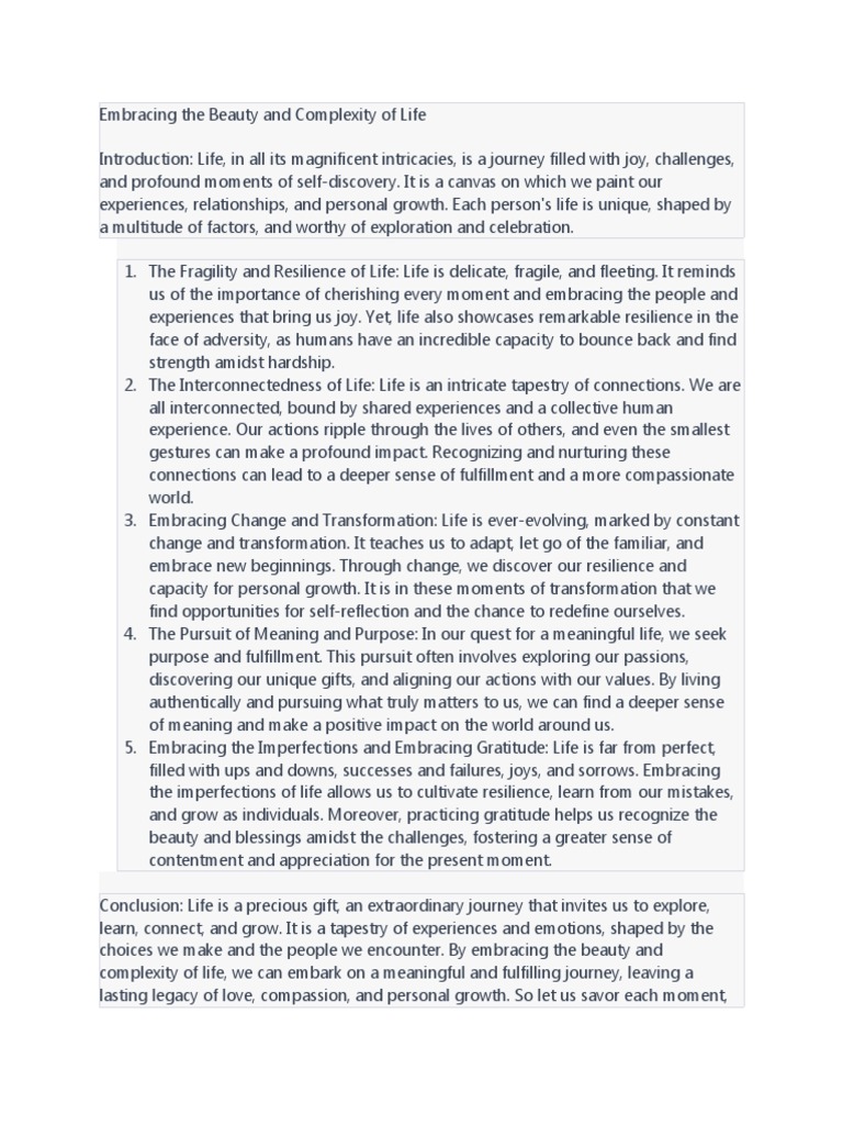 Embracing The Beauty and Complexity of Life | Download Free PDF ...