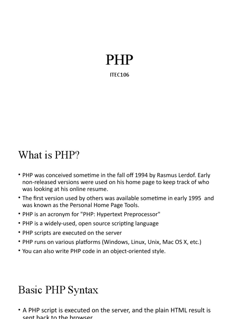 Itec106 04 PHP | PDF | Php | Data Type