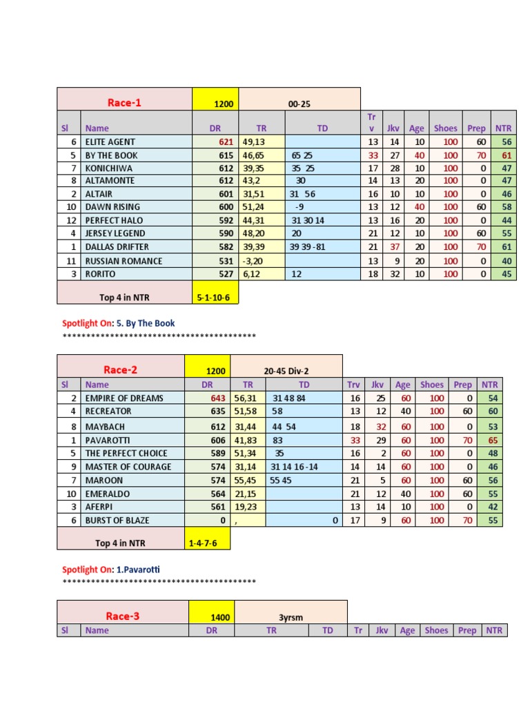 Race Results and Highlights Analysis | PDF