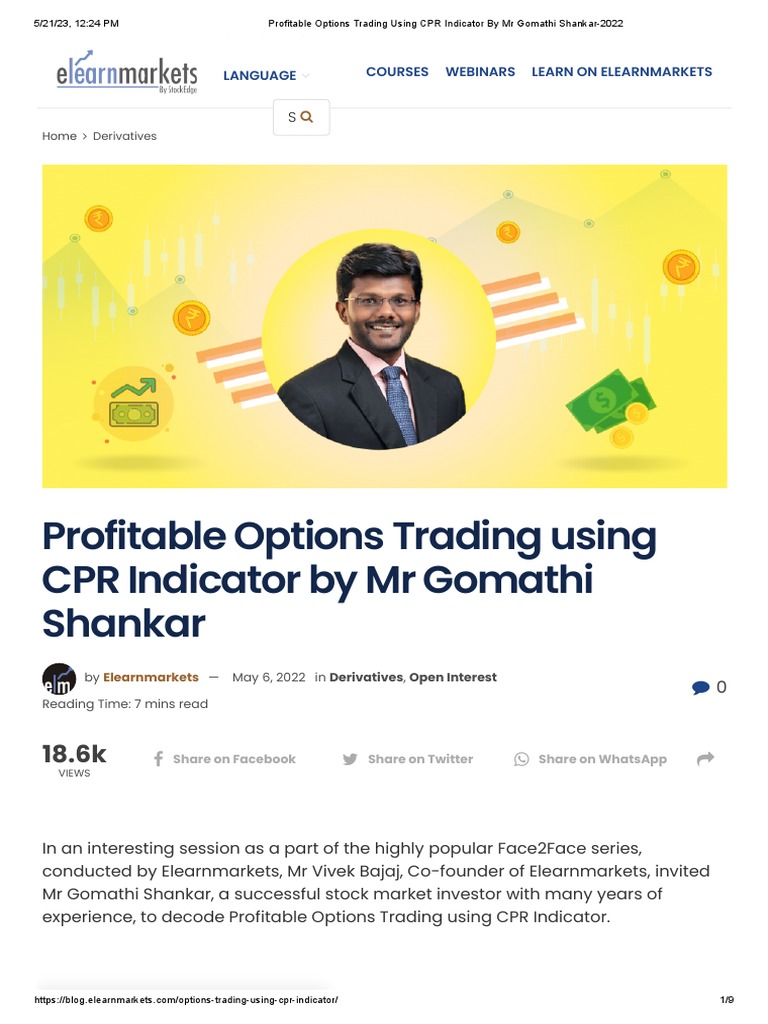 Profitable Options Trading Using CPR Indicator by MR Gomathi Shankar-2022 | PDF | Option ...