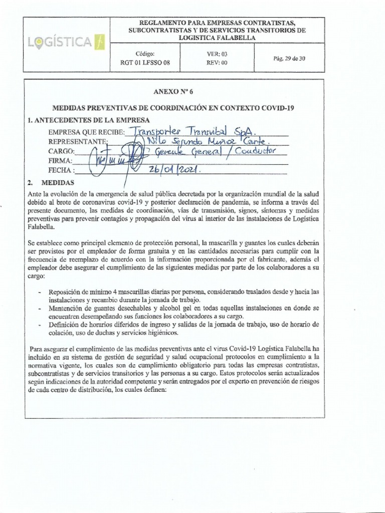 Reglamento para Empresas Contratistas, Subcontratistas y de Servicios ...