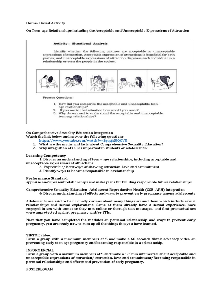Home Based Activity and Performance Task On Personal Realtionships and CSE Integration | PDF
