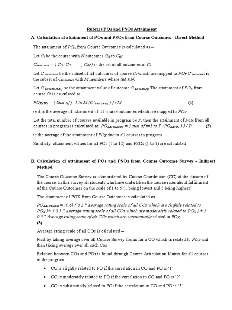 Rubrics PO PSO Attainment | PDF | Curriculum
